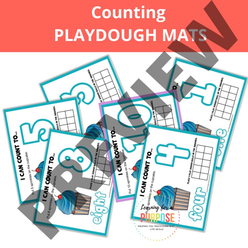 Counting Cupcake Playdough Mats Numbers 1-10 for Multi-sensory Learning ...