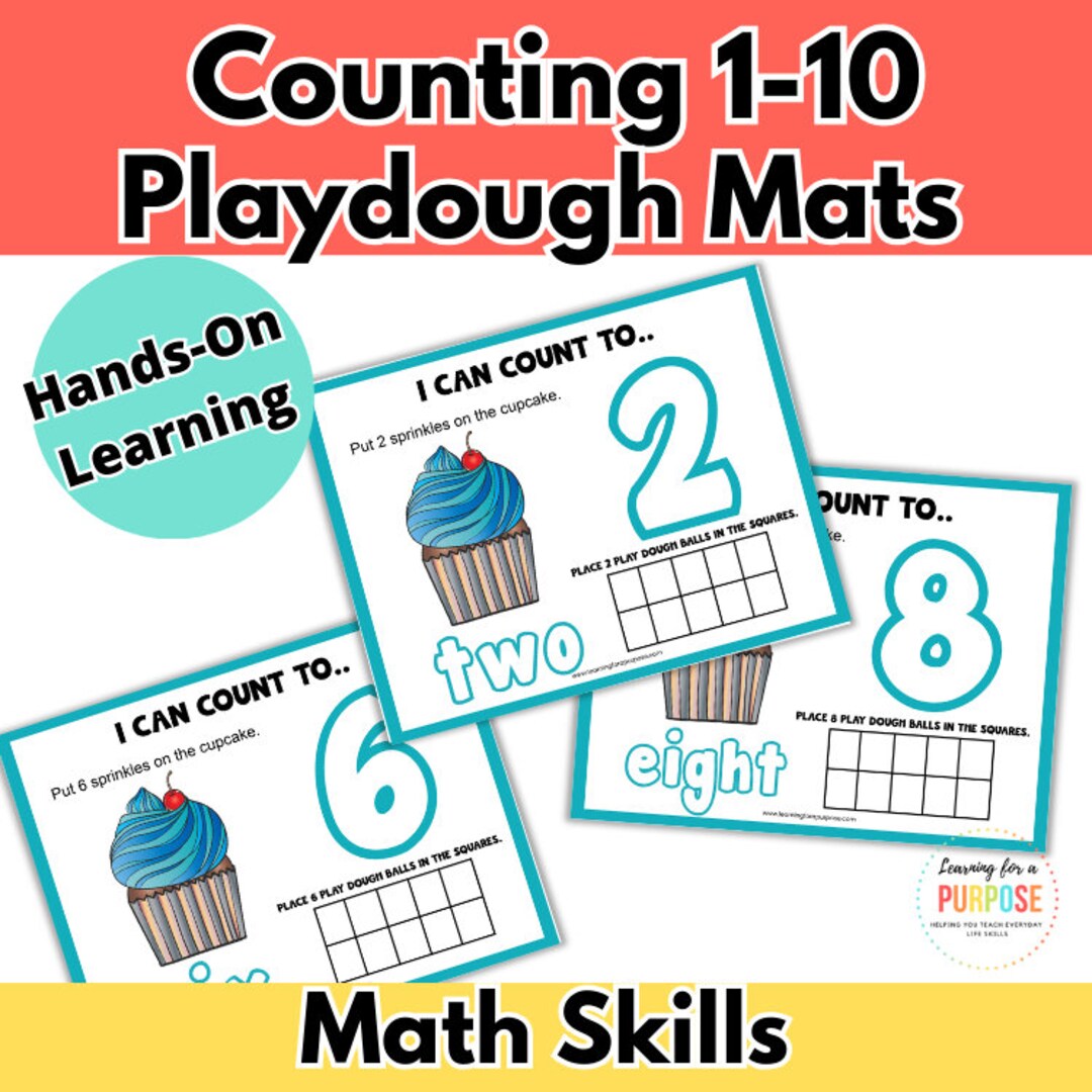 Counting Cupcake Playdough Mats Numbers 1-10 for Multi-sensory Learning ...