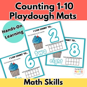 Counting Cupcake Playdough Mats Numbers 1-10 for Multi-sensory Learning ...