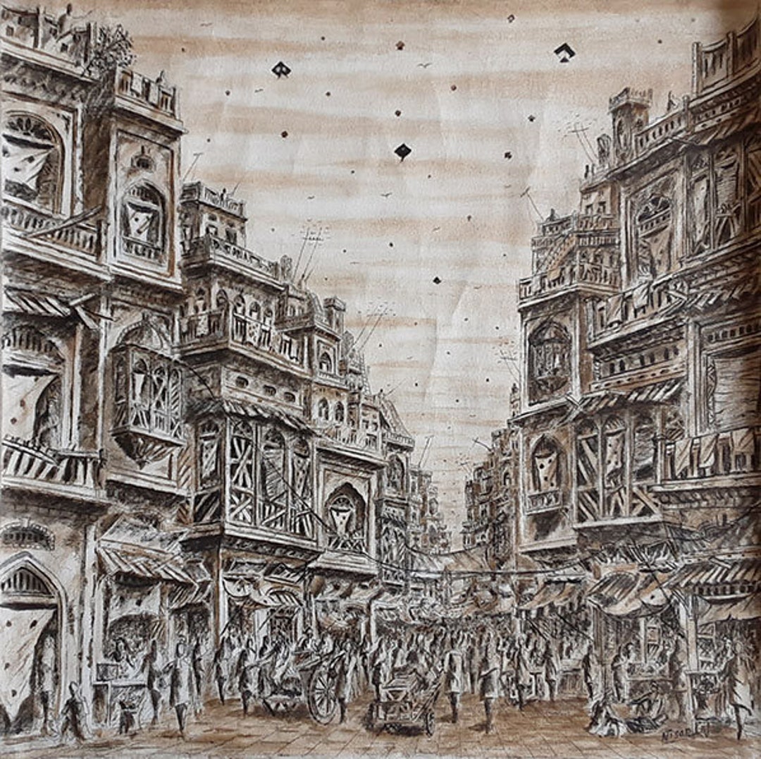 24x24 Inches Old City Lahore Pakistan With It's Old - Etsy