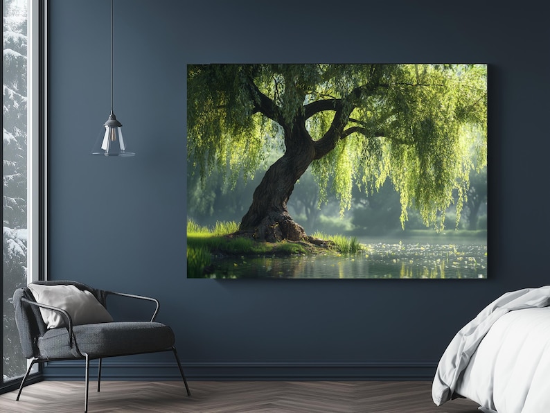 Weeping Willow Over A Serene River - Canvas Print - Etsy