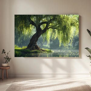 Weeping Willow Over A Serene River - Canvas Print - Etsy