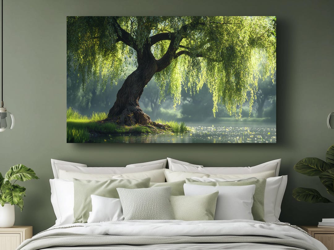Weeping Willow Over A Serene River - Canvas Print - Etsy