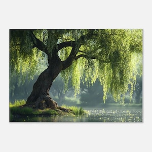 Weeping Willow Over A Serene River - Canvas Print - Etsy