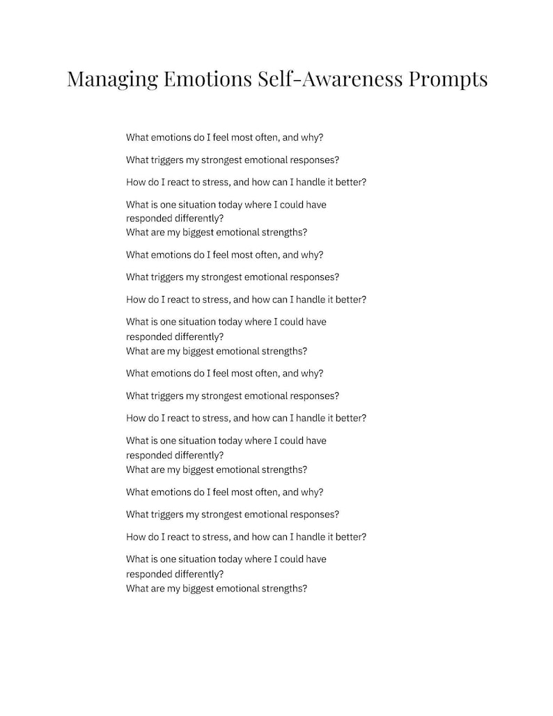 700 EI Journal Prompts to Help People Manage and Improve Their ...