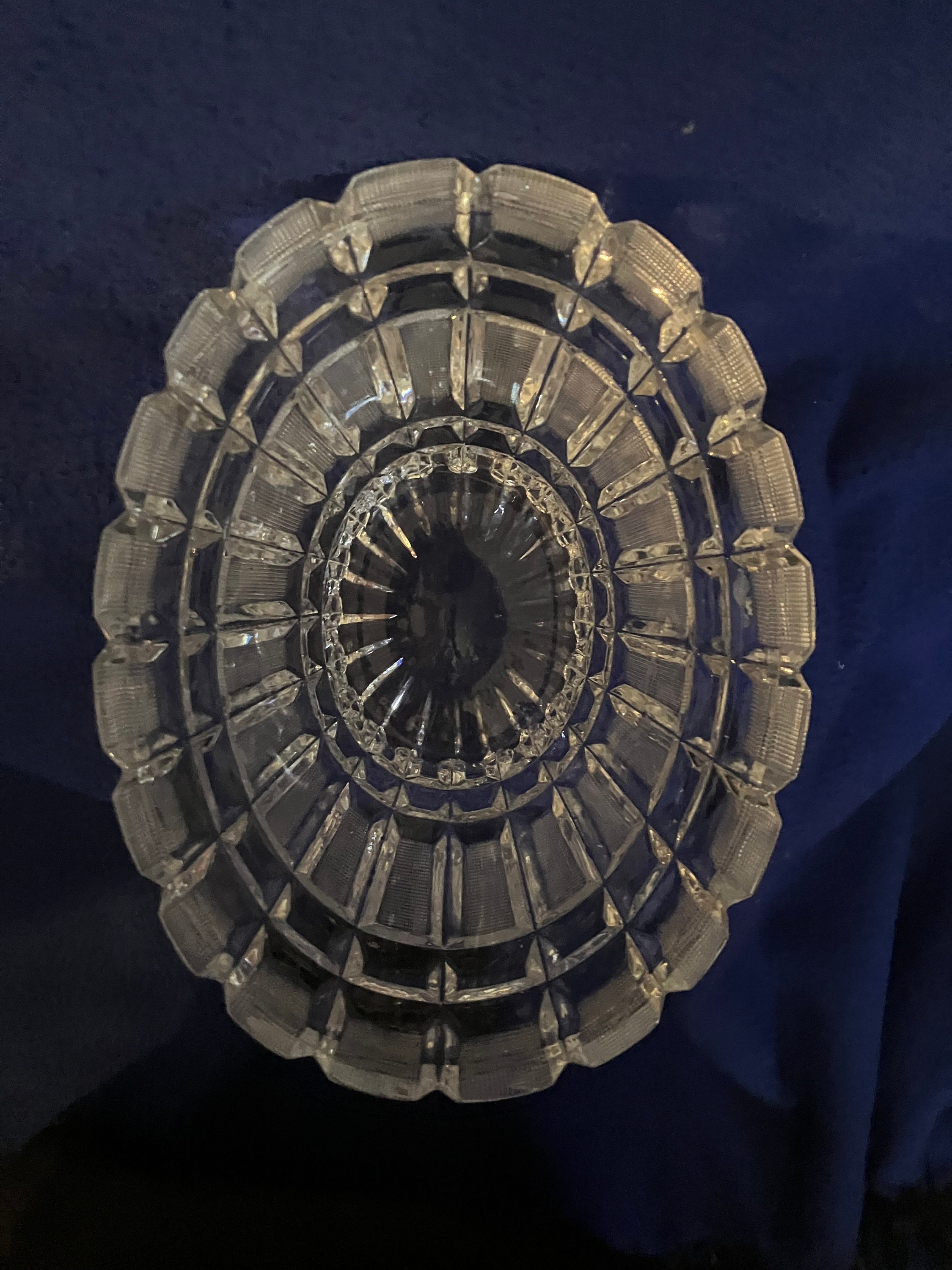Oval Cut Lead Crystal Bowl W/ Etched Panels - Etsy