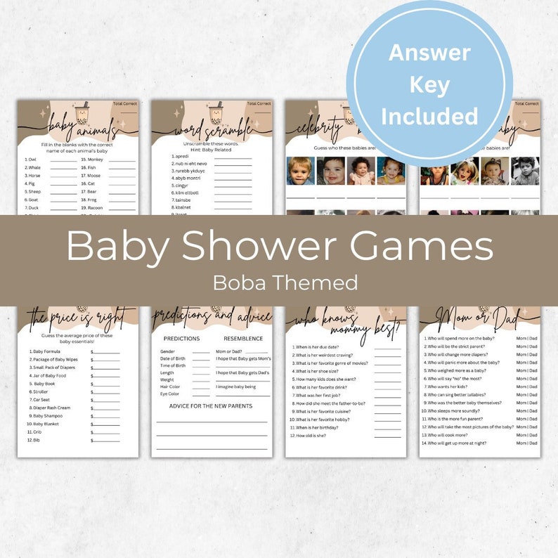 Boba Baby Shower Games, Bubble Tea Theme Party Instant Download, Canva ...