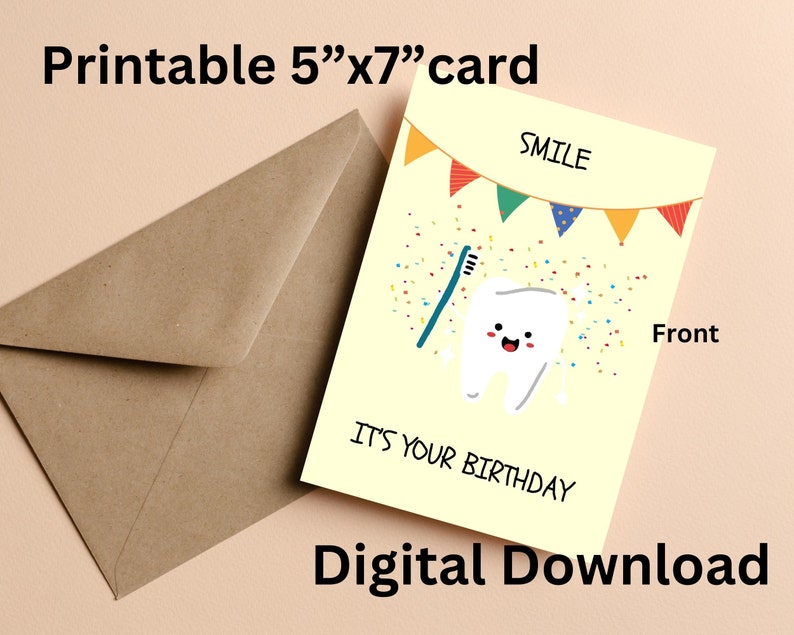 Dental Birthday Card Digital Download for Dental Assistant Cute Card ...