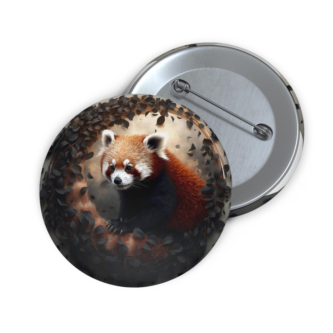 Red Panda Shadows Pin | Soft Goth Animal Badge, Whimsical Dark Gift - Etsy
