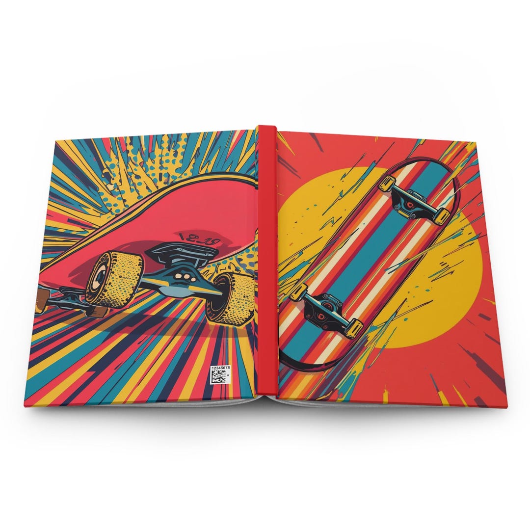 Retro Skateboard Journal, Vintage Sports Notebook, 80s Style Diary ...
