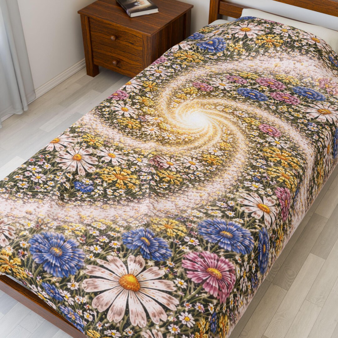 Botanical Study Blanket - Spiral Bloom Vortex Throw - Etsy