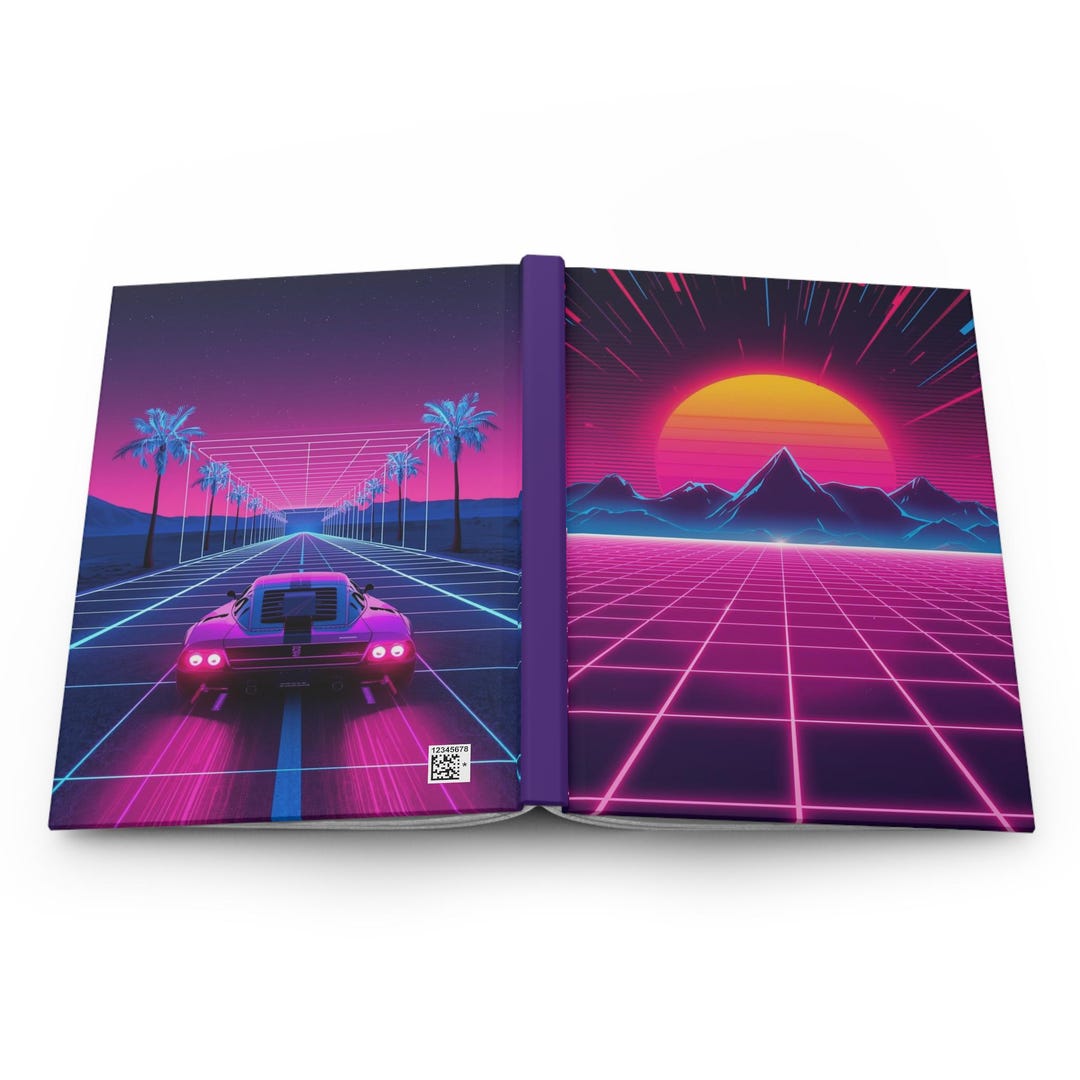 80s Neon Grid Journal, Synthwave Notebook, Vaporwave Diary, Retro ...