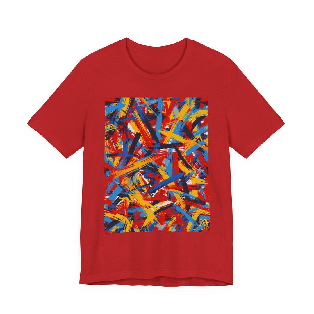 Vibrant Brush Strokes Shirt, Bold Abstract Graphic Tee, Colorful ...