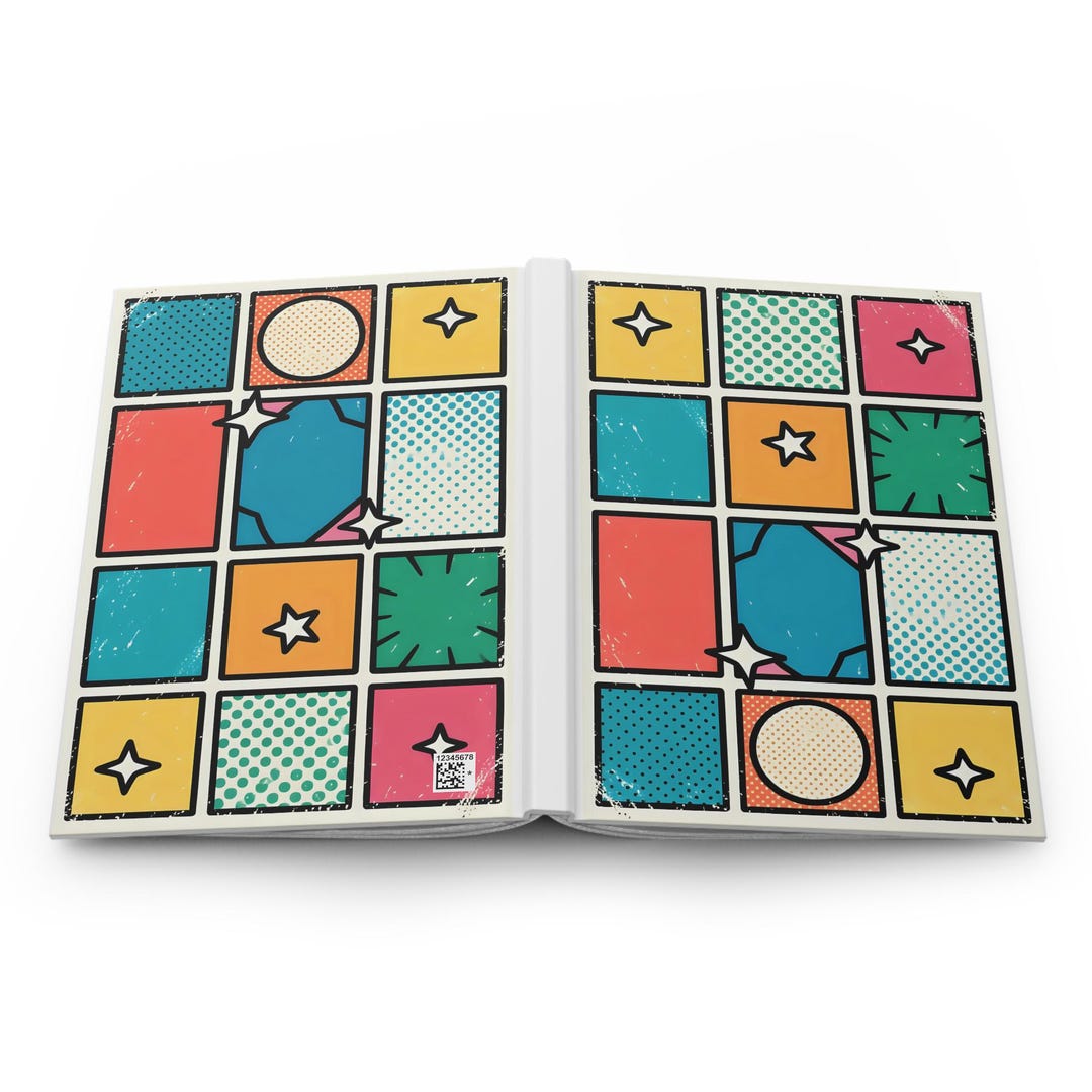 Comic Grid Pop Art Journal, Retro Color Block Notebook, Vintage Comic ...