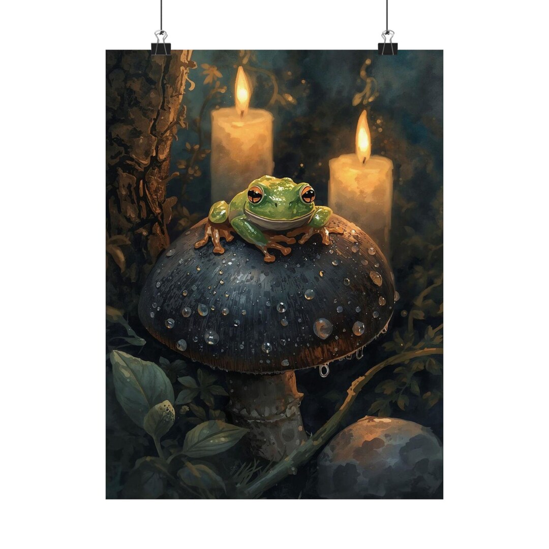 Soft Goth Frog Wall Art Print, Gothic Nature Poster, Dark Cottagecore ...