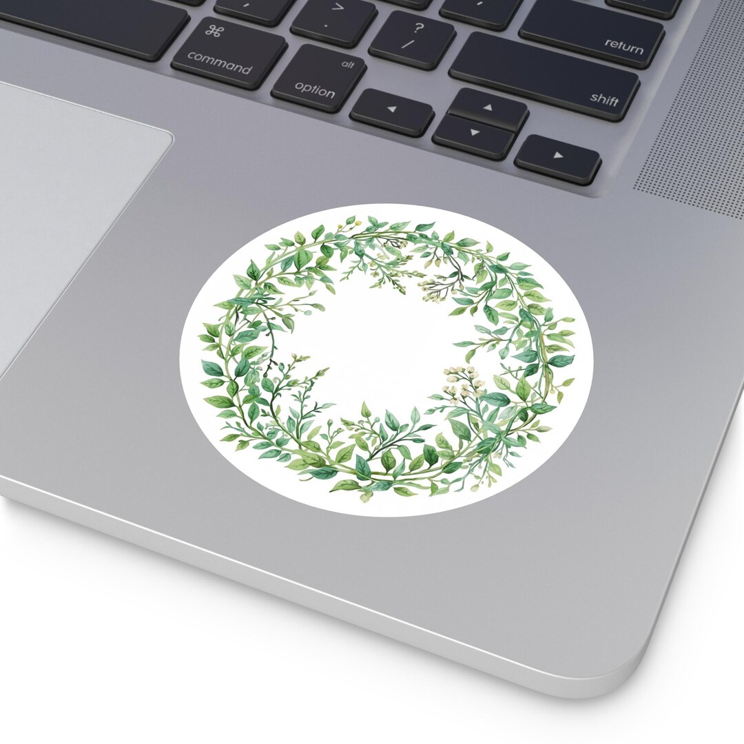 Vines Leaves and Blossoms Vinyl Sticker | Circular Botanical Decal - Etsy