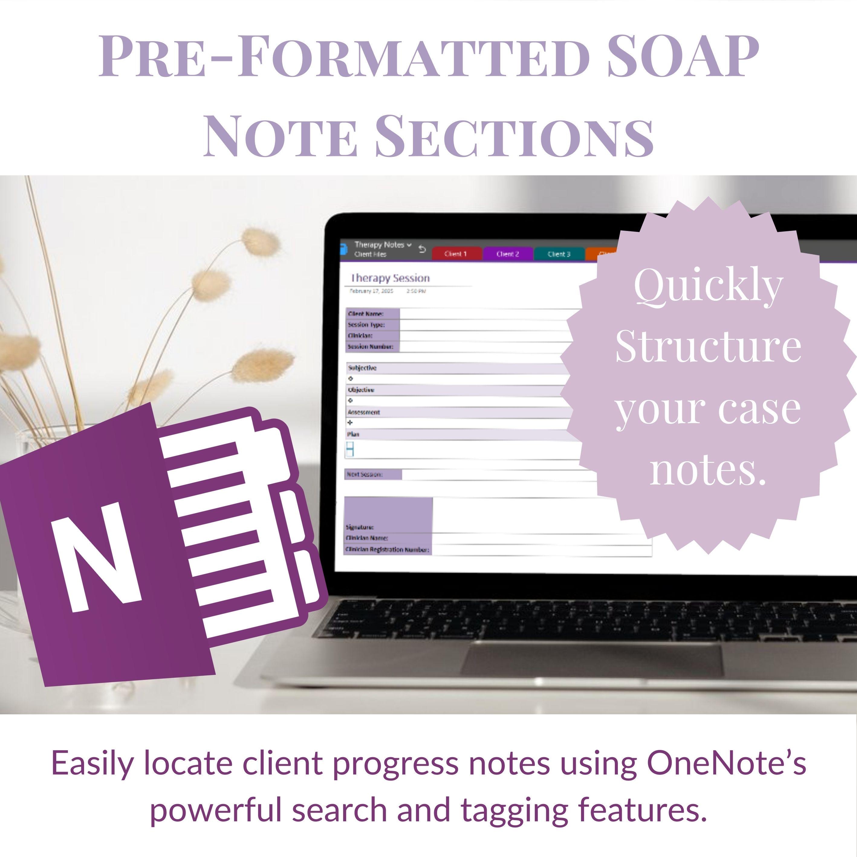 SOAP Note Onenote Template | Digital Clinical Documentation Notebook ...