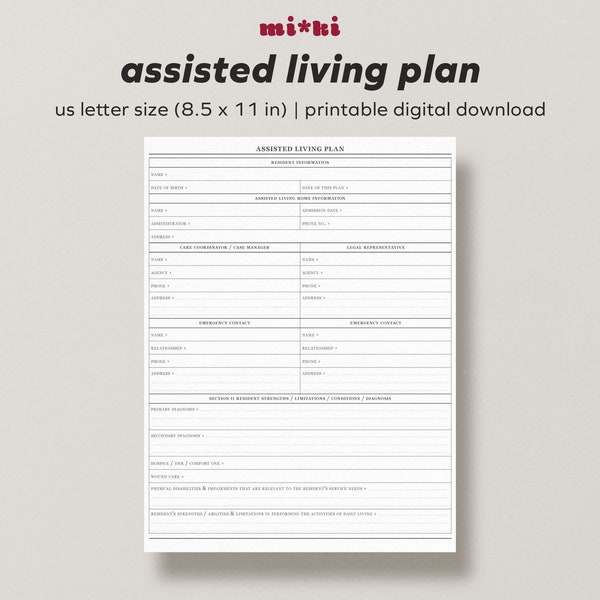 Care Plan Template Elderly - Etsy