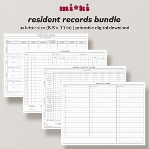 Resident Records Bundle Assisted Living Home PDF Template Caregiver ...