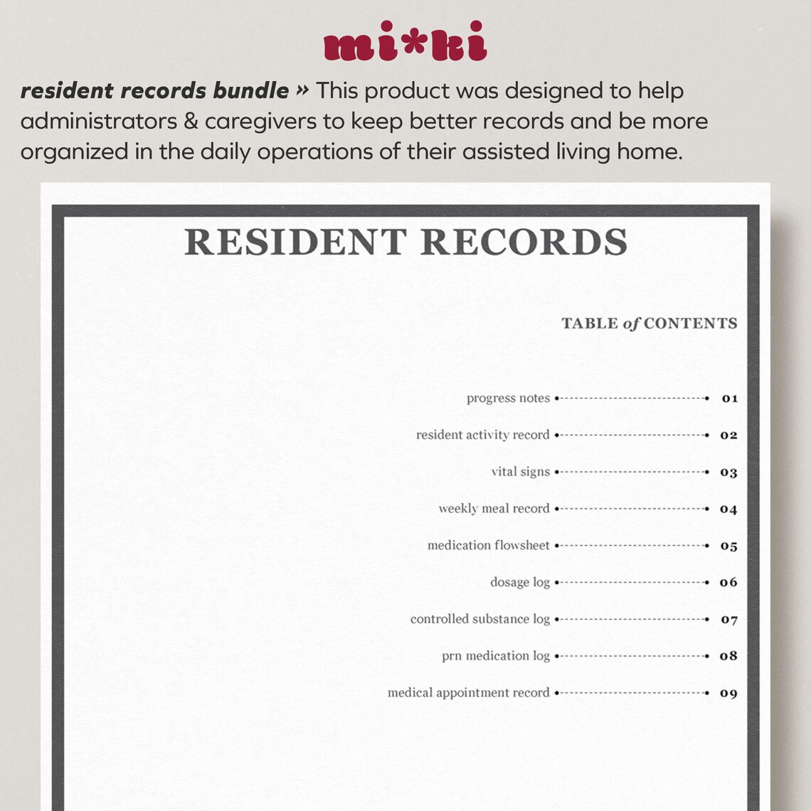 Resident Records Bundle Assisted Living Home PDF Template Caregiver ...