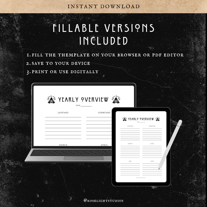 Yearly Overview Printable | Two Page Yearly Planner | Year at a Glance ...