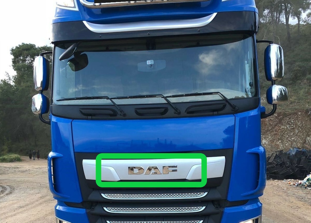 DAF XF Front Sign Cover 3D Pressed Super Polished Stainless Steel 1 Set ...