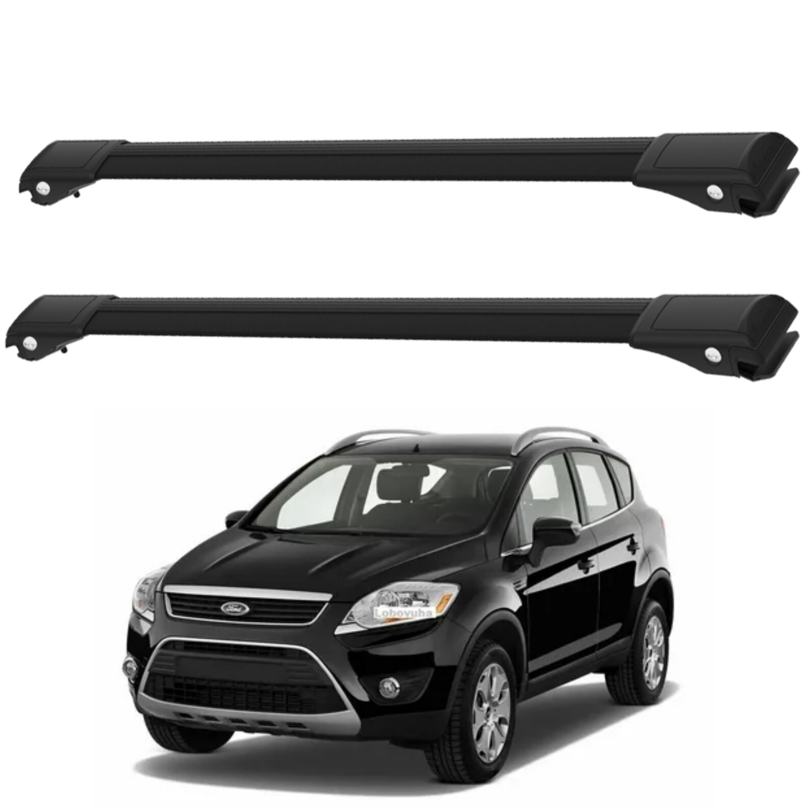 To Fit Ford Kuga 2008-2012 Roof Rack Rails Cross Bars Black Color 2pcs ...