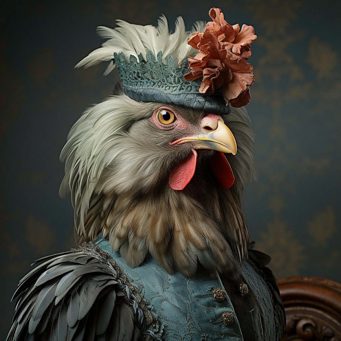 Victorian Regal Rooster: Proud Rooster in Noble Gentleman's Attire - Etsy