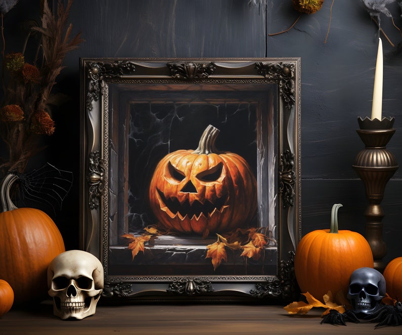 Jack O'lantern Art, Halloween Night Print, Window Scene, Digital ...