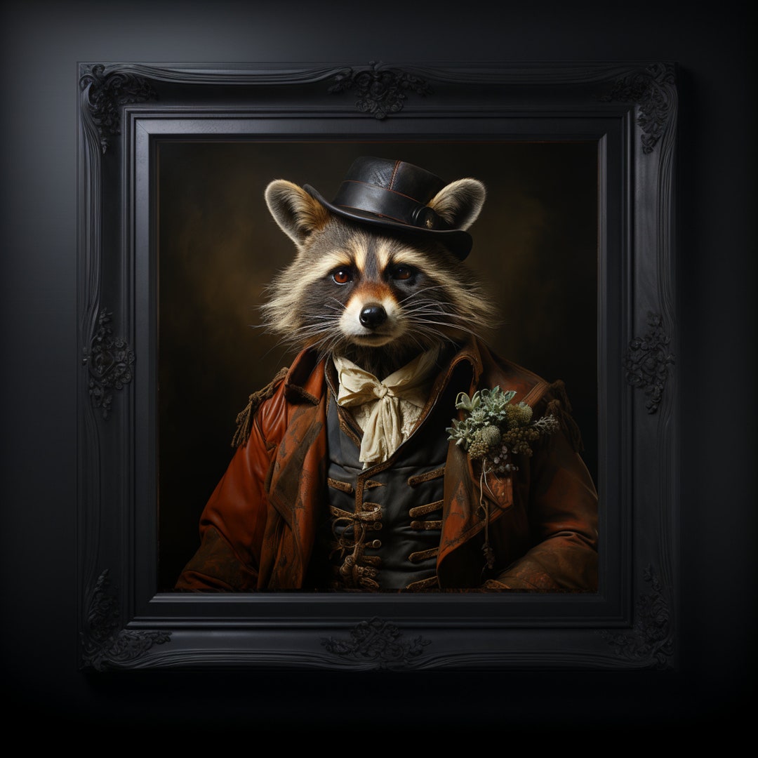 Victorian Raccoon Elegance: Refined Raccoon in Classic Gentleman Garb ...