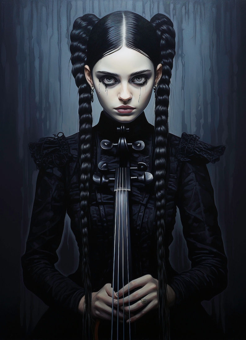 Victorian Wednesday Addams: Gothic Realism Meets Anime Spooky Digital ...