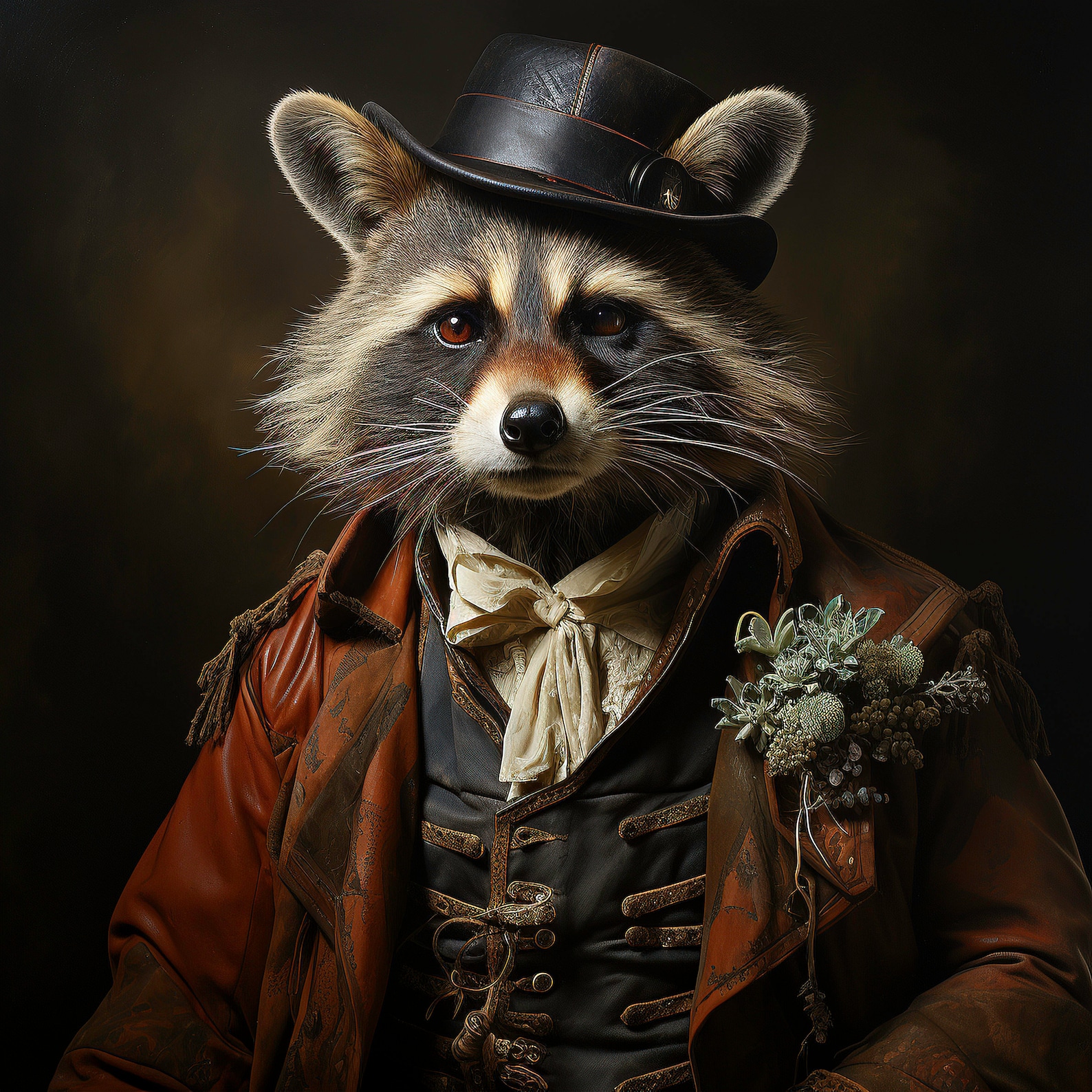 Victorian Raccoon Elegance: Refined Raccoon in Classic Gentleman Garb ...