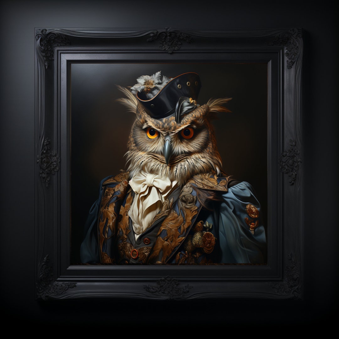 Victorian Scholar Owl: Wise Owl in Distinguished Gentleman's Attire - Etsy