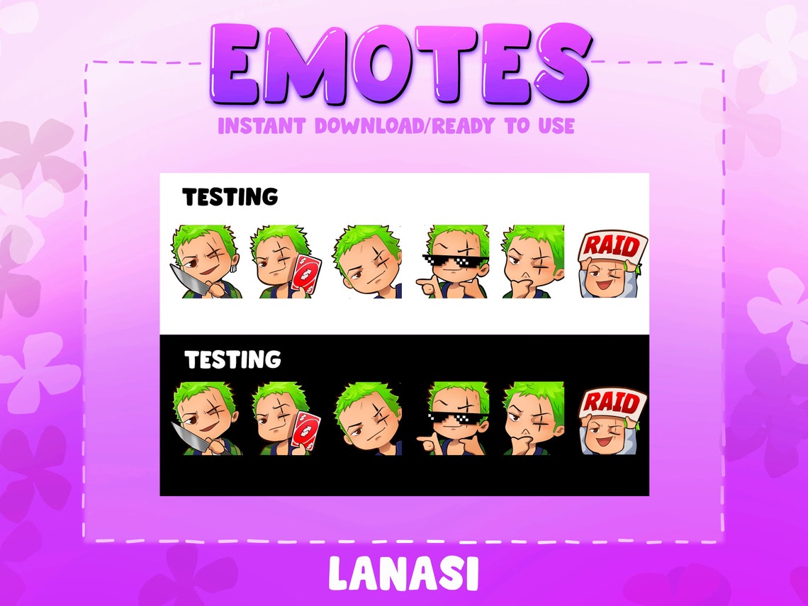 ONE PIECE ZORO Cute Chibi Anime Emotes Twitch Stream Emotes - Etsy