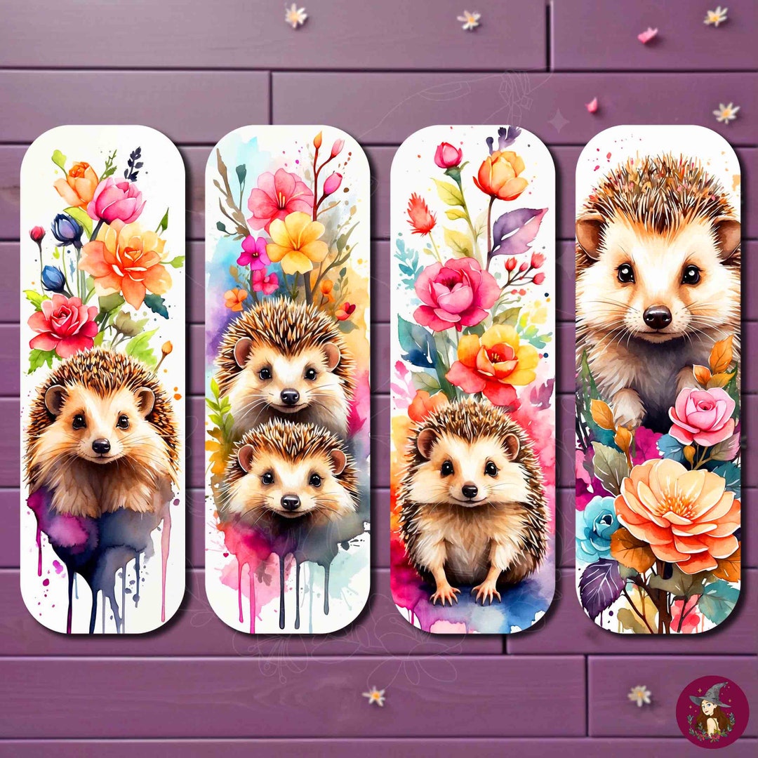 Cute Hedgehog Laminated Bookmarks With Sticker - Etsy