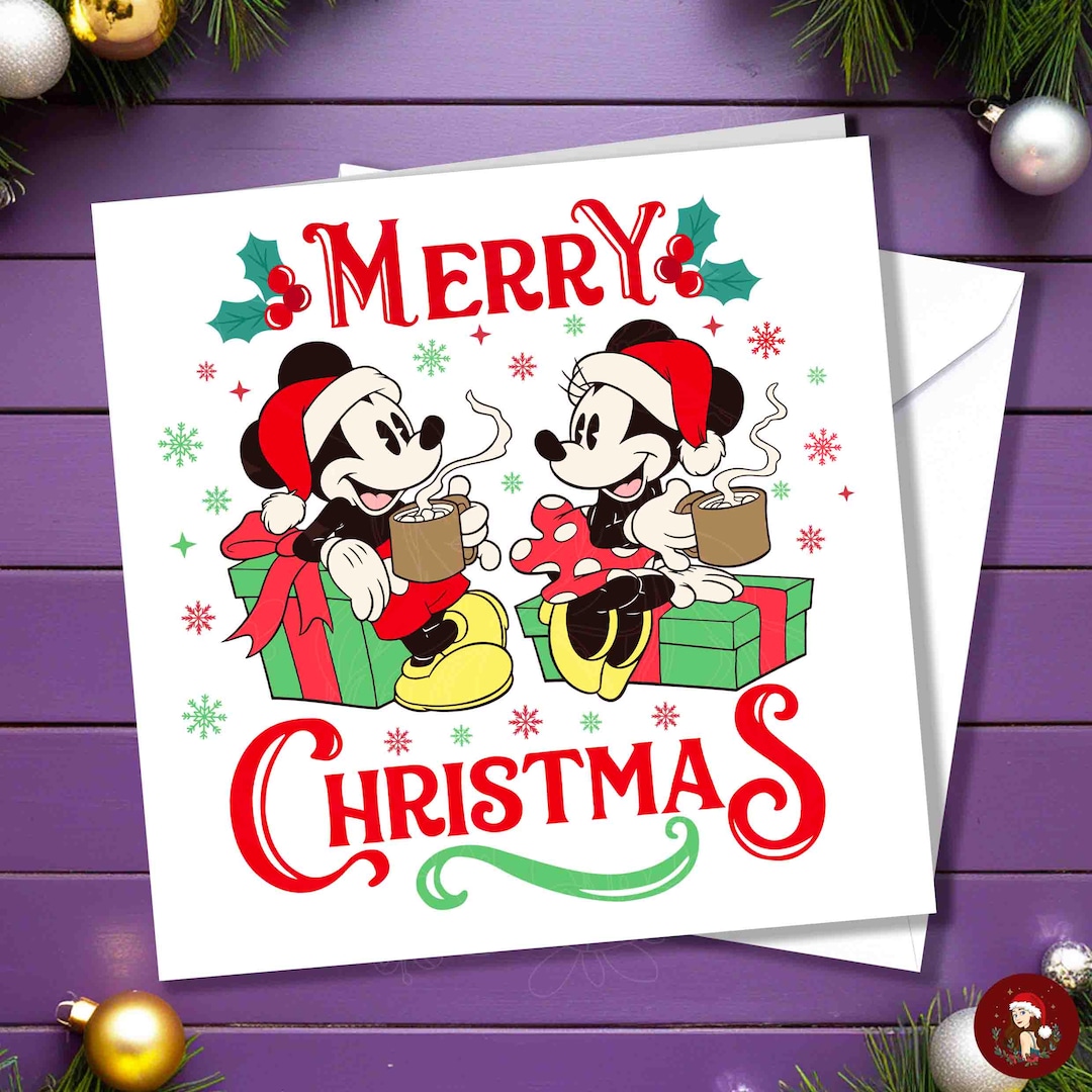 Mickey and Minnie Disney Christmas Greetings Card With Envelope - Etsy