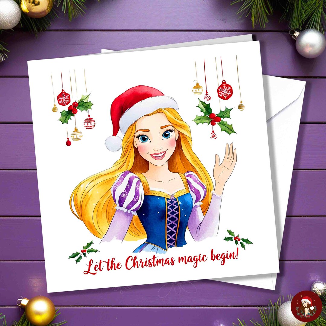 Princess Rapunzel Disney Christmas Greetings Card With Envelope - Etsy