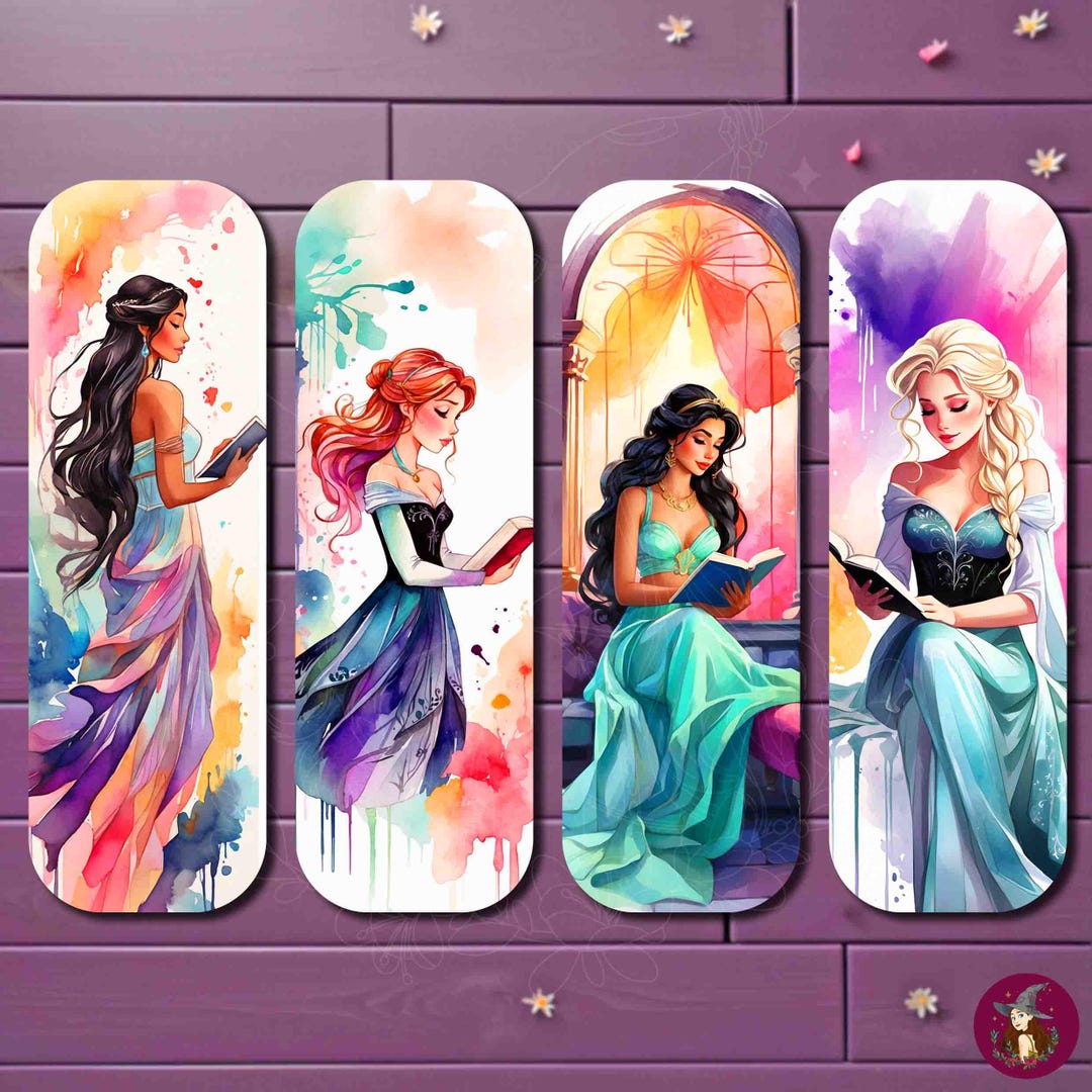 Disney Princesses Laminated Bookmarks With Sticker - Etsy