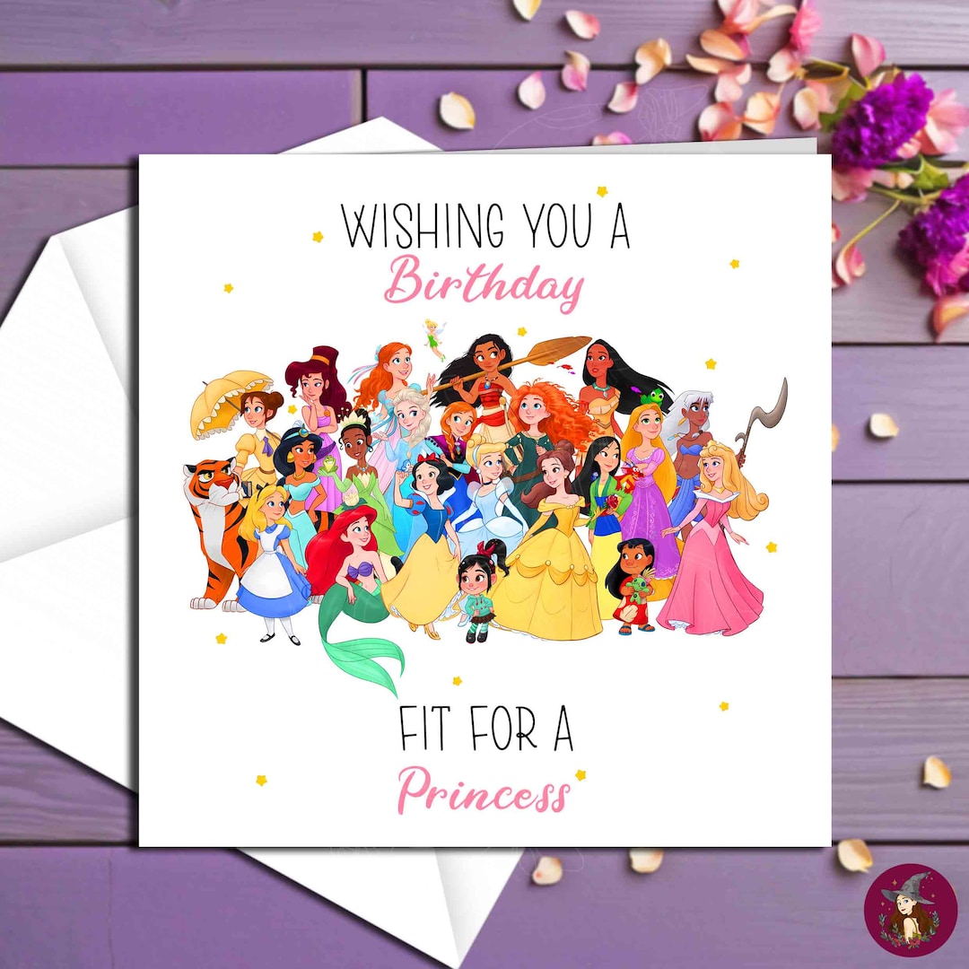 Disney Princess Greetings Card With Envelope, Birthday Card, Card for ...