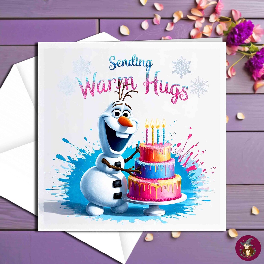 Olaf Birthday Greetings Card With Envelope, Frozen Birthday Card, Cute ...