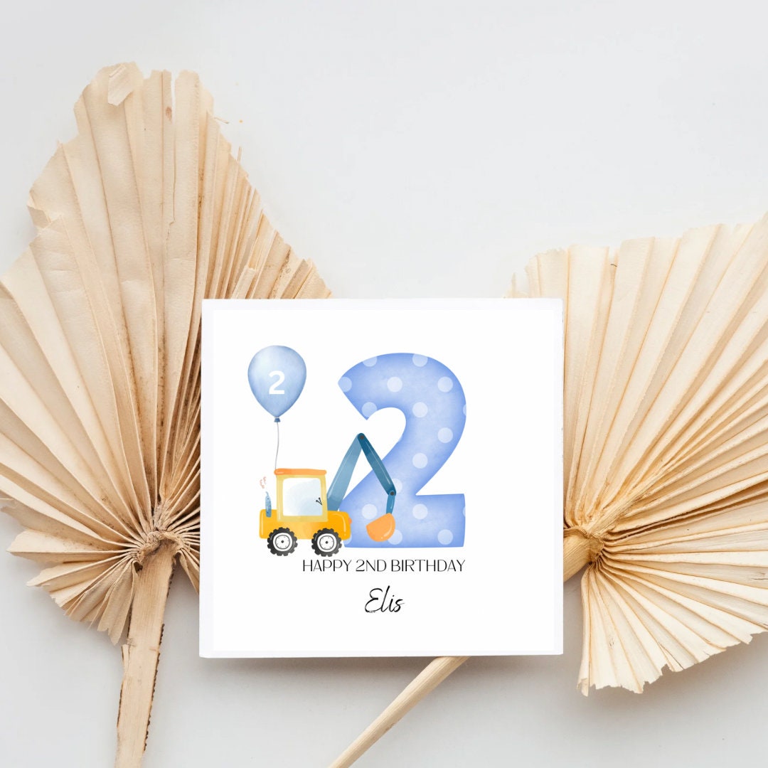 Personalised Digger Birthday Card - Etsy