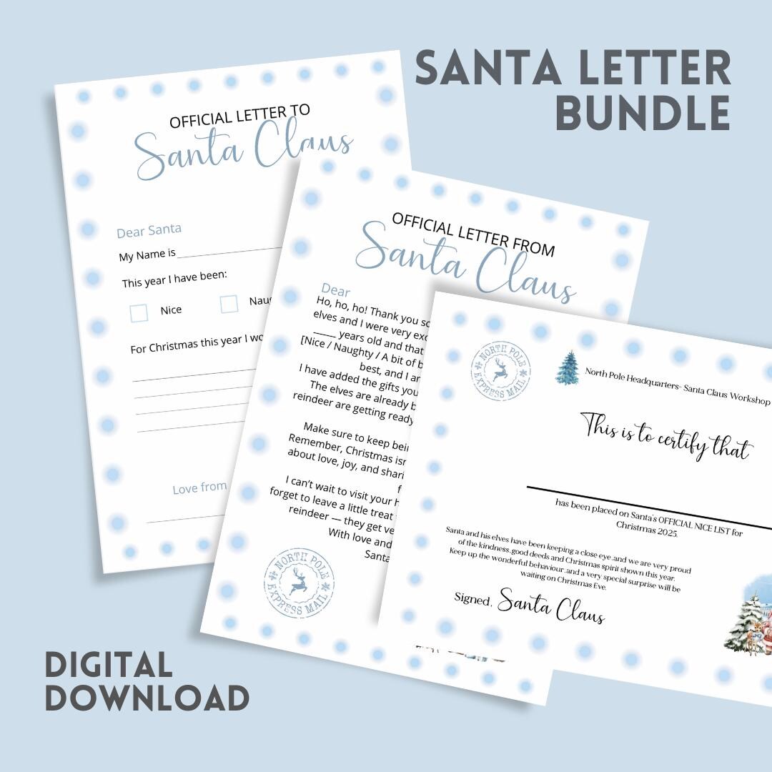 Santa Letter Bundle Printable: Official Letter, Nice List (digital ...