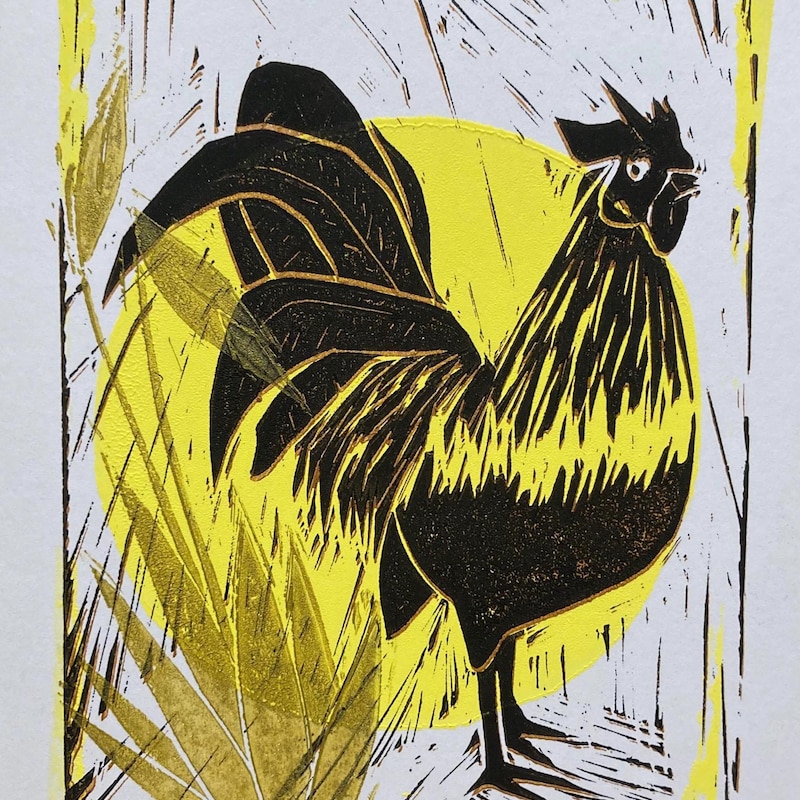Chinese Print Rooster - Etsy