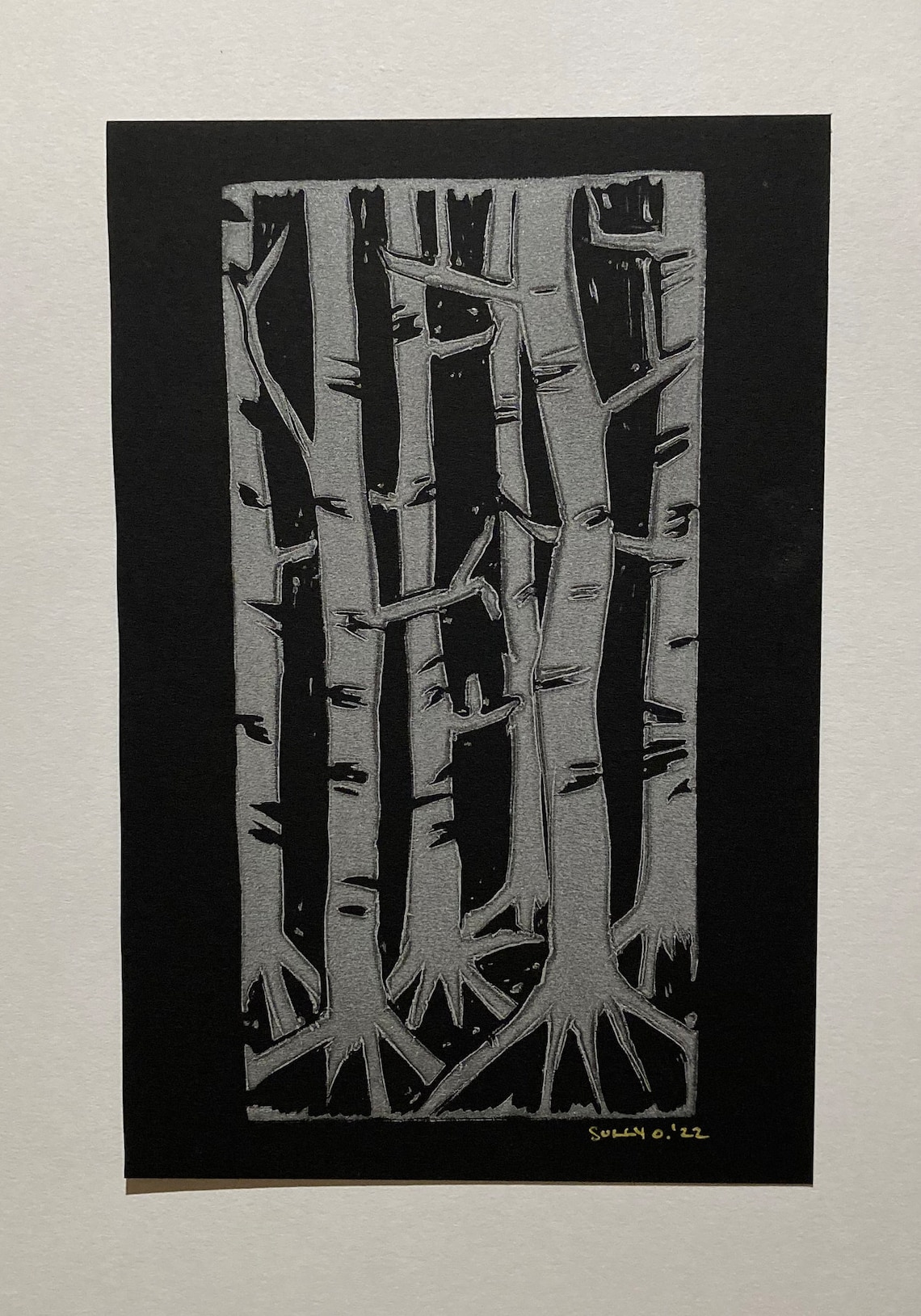 Silver Birch Tree Linocut Print: Handmade Forest Art (6x9") - Etsy