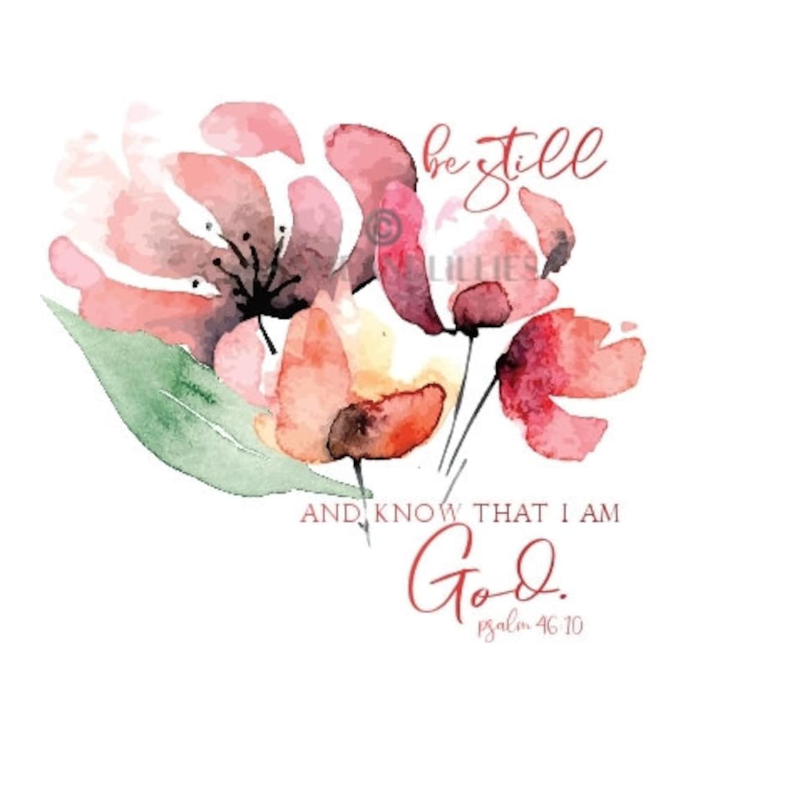 Watercolor Floral 'psalm 46:10' Scripture Digital Clipart - Etsy