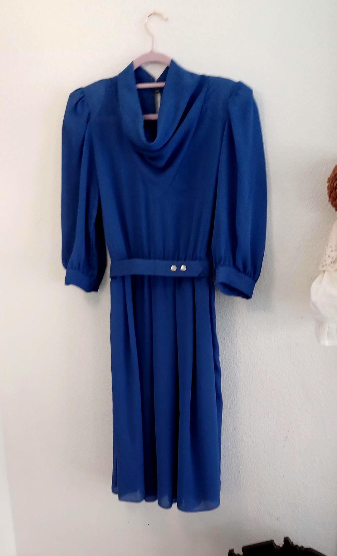 Vintage Blue Sheer Amazing Cowl Font Dress - Etsy