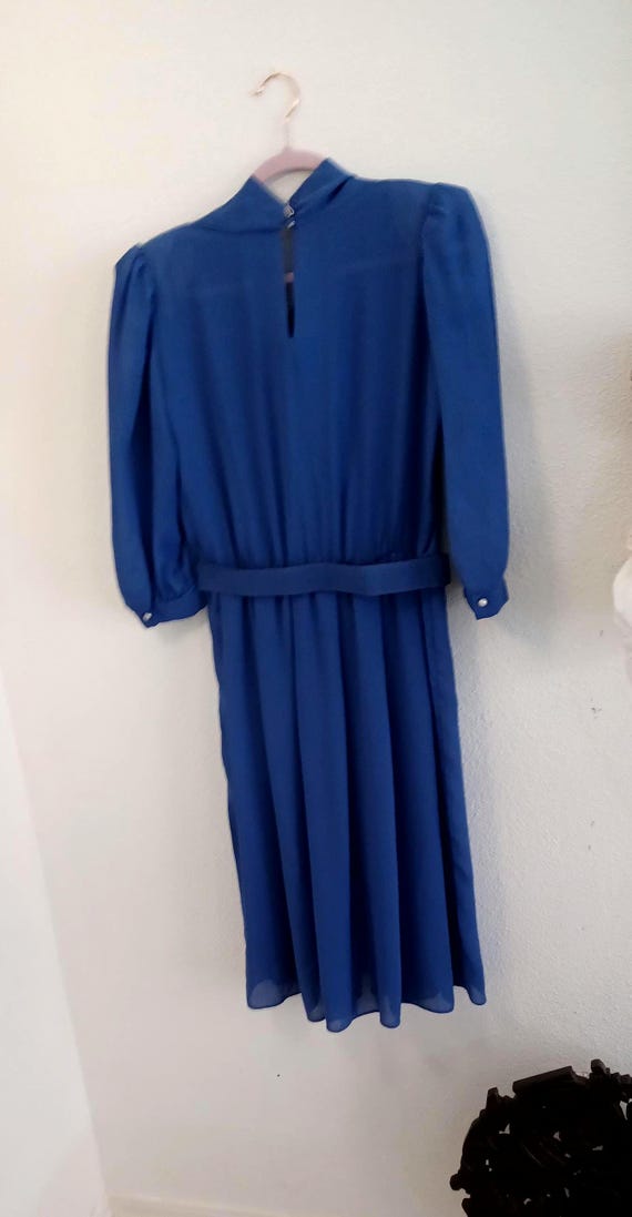 Vintage Blue Sheer Amazing Cowl Font Dress - Gem