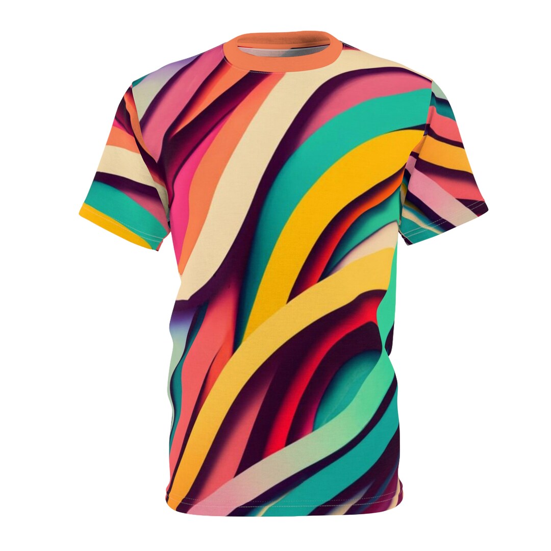Vivid Trippy Vortex Tee: Retro Waves & Stripes Modern Color Pop Unique ...