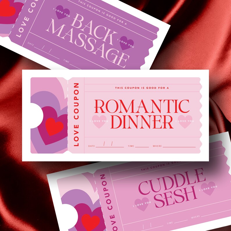 Love Coupons | Anniversary | Birthday | Valentine's Day | Pink ...