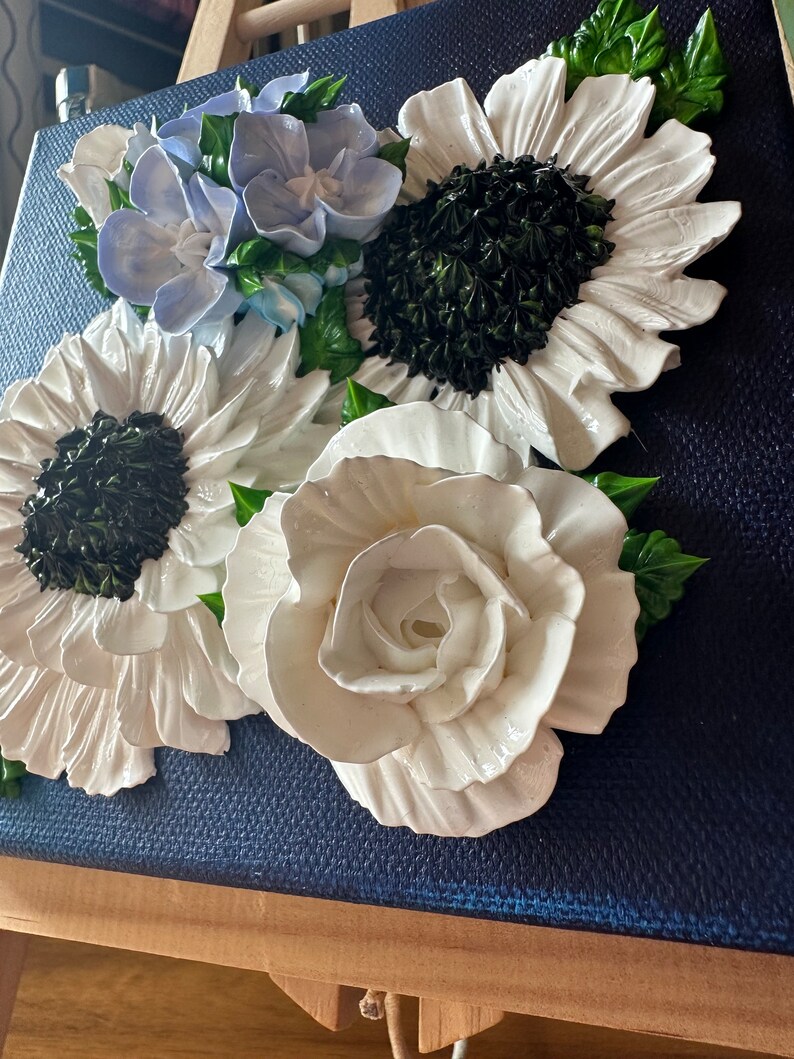 6” X 6” Thick Bouquet of Heavy Textured 3-D Florals on 1 1/2” Back ...